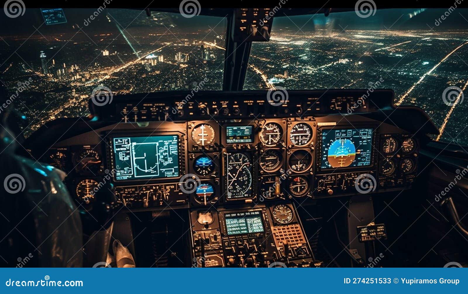 High Tech Cockpit Equipment Illuminates Night Aerial Travel Generated ... High Tech Cockpit Equipment Illuminates Night Aerial Travel Generated ...