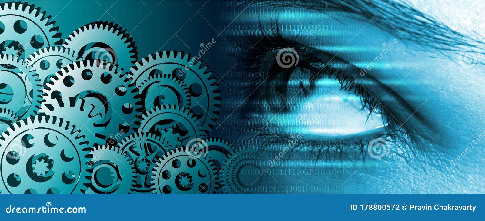 High-tech Cogs or Gear Technology Background with Eye.Global Digital ...