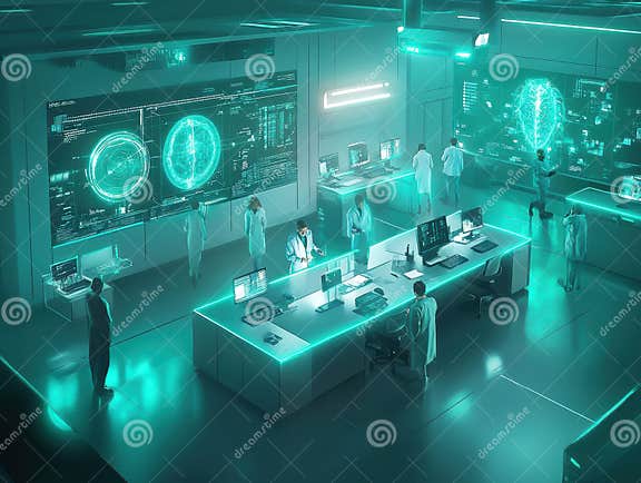 A High-tech, Collaborative Lab Setting with Medical Scientists Working ...