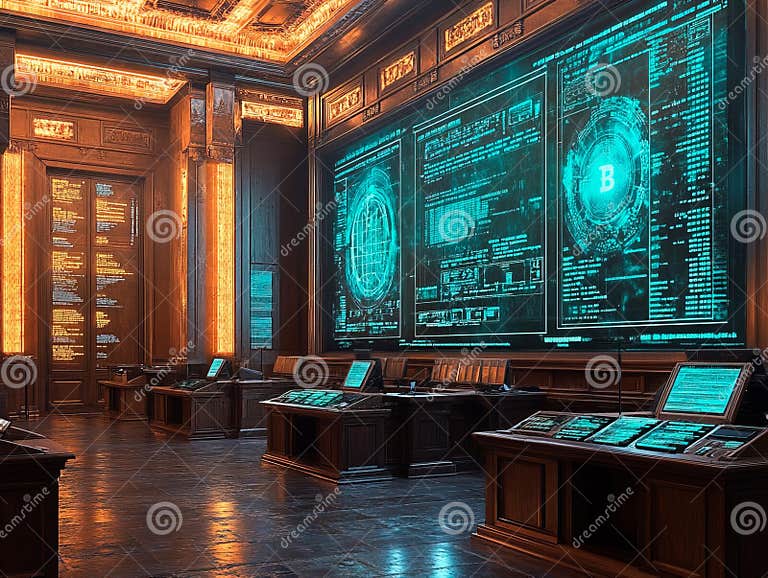 A High-tech Command Center or Control Room with Numerous Screens ...
