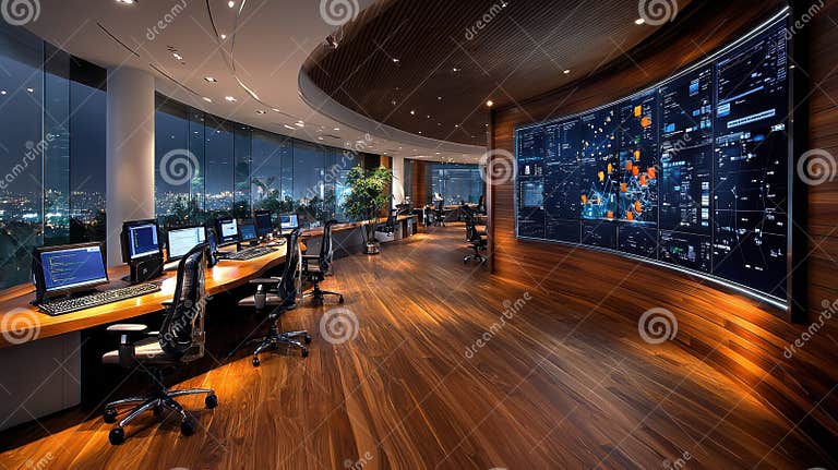 High Tech Command Center with Multiple Monitors and Sleek Design ...