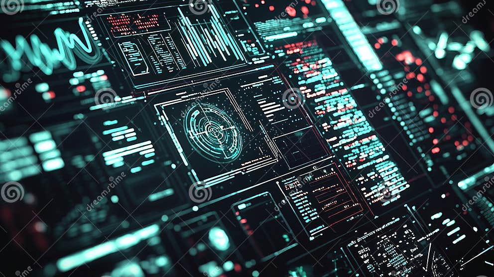 High-tech Communication and Networking Interface Displaying User ...