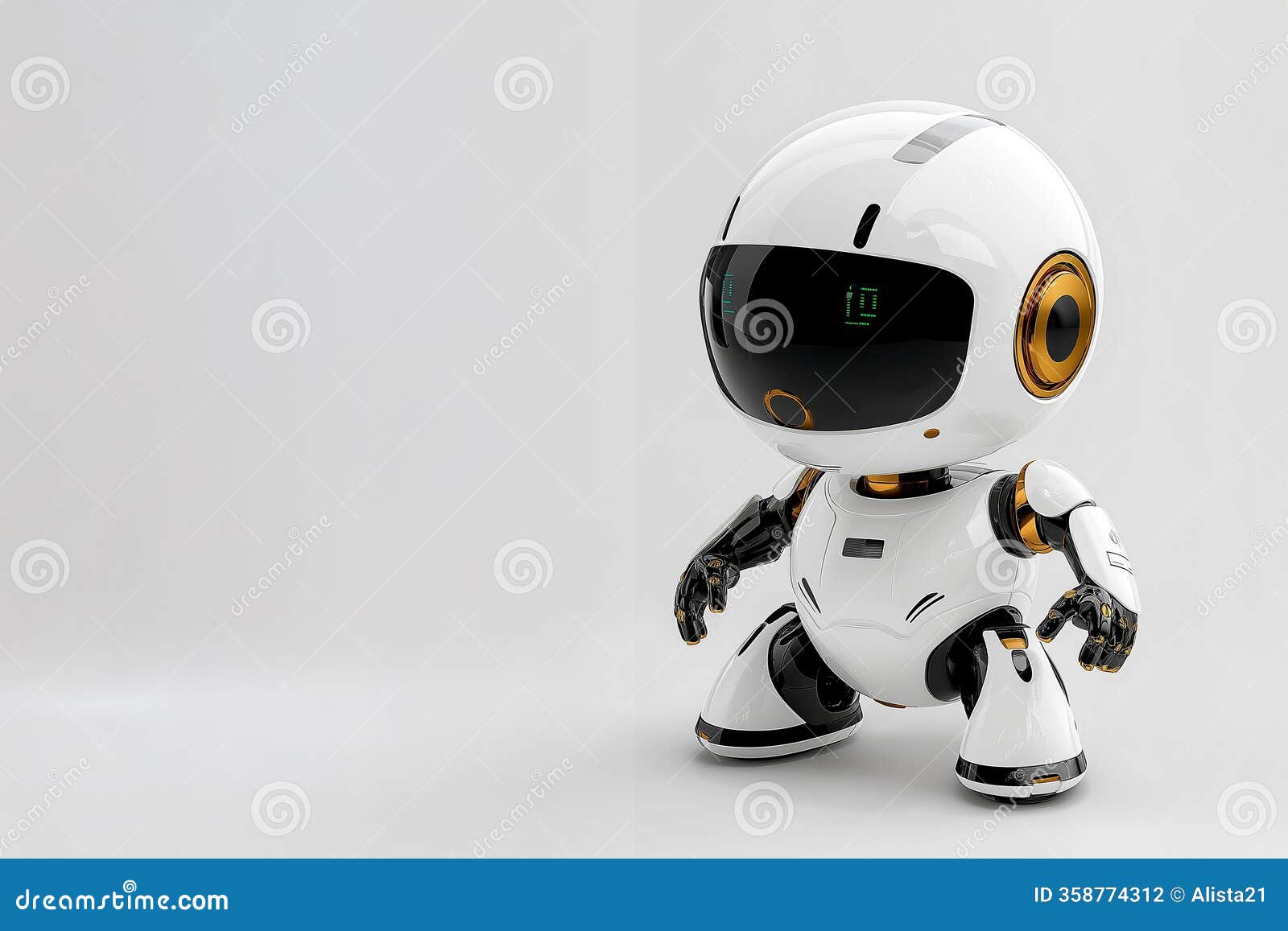 High-tech Compact Robot with Sleek Glossy Design on White Background ...