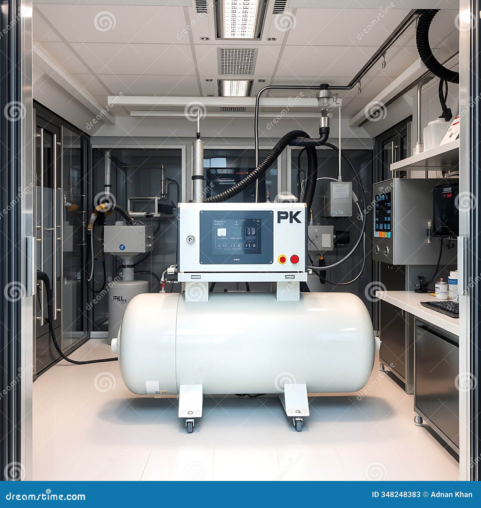 A High Tech Compressor Inside a Modern Laboratory with Clean Surfaces ...