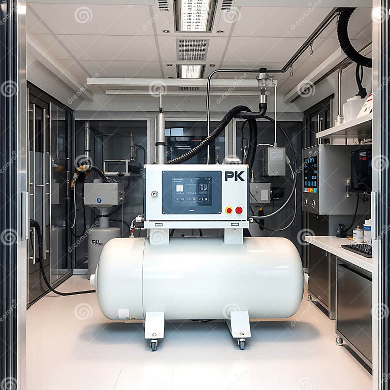 A High Tech Compressor Inside a Modern Laboratory with Clean Surfaces ...