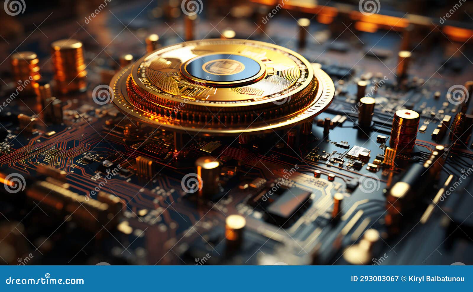 High Tech Computer Chip with Processor Stock Illustration ...