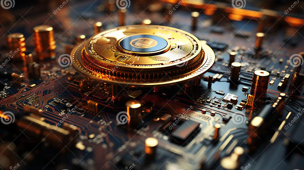 High Tech Computer Chip with Processor Stock Illustration ...