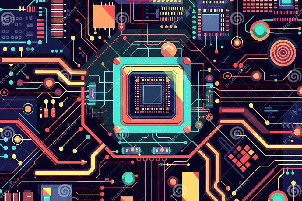 High-tech Computer Circuit Board with Various Electronic Components ...