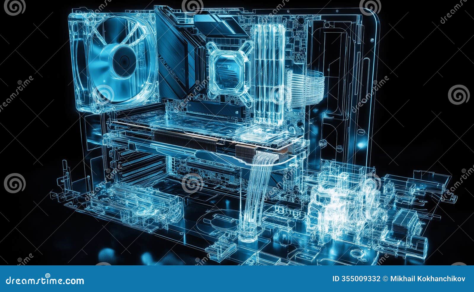 High-tech Computer Components Showcased in a Transparent Design ...