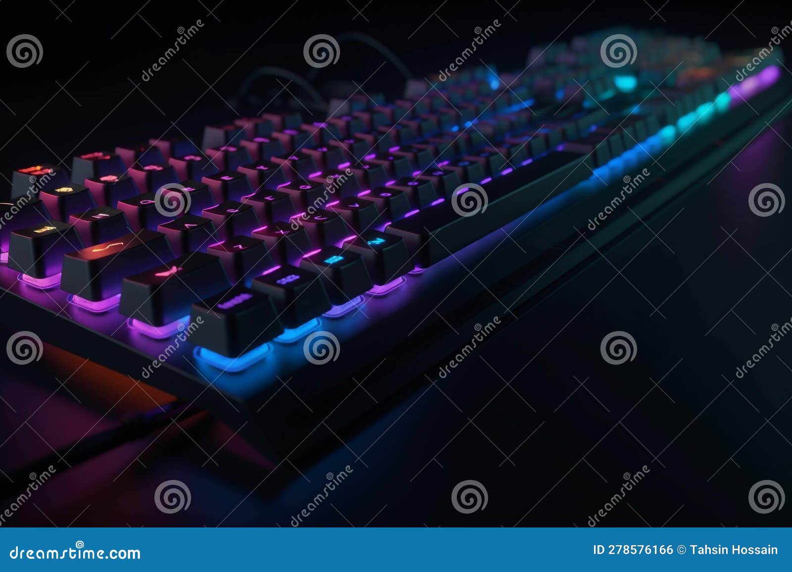 High-tech Computer Keyboard with RGB Lighting, AI Generative Stock ...