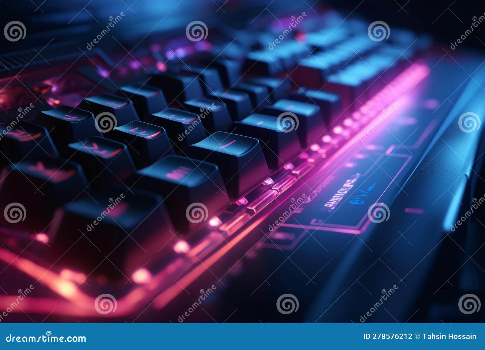 High-tech Computer Keyboard with RGB Lighting, AI Generative Stock ...