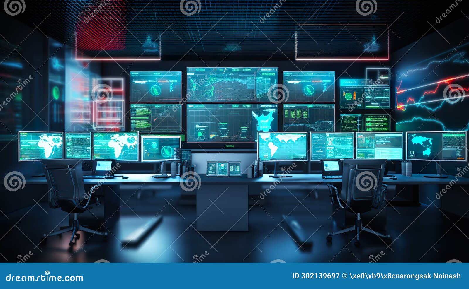 High Tech Computer Lab for Data Analytics with a Lot of Dashboards in ...