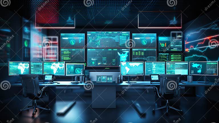 High Tech Computer Lab for Data Analytics with a Lot of Dashboards in ...