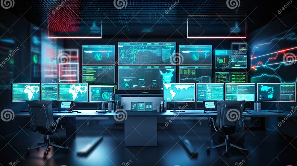 High Tech Computer Lab for Data Analytics with a Lot of Dashboards in ...