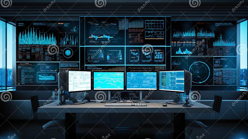 High Tech Computer Lab for Data Analytics with a Lot of Dashboards in ...