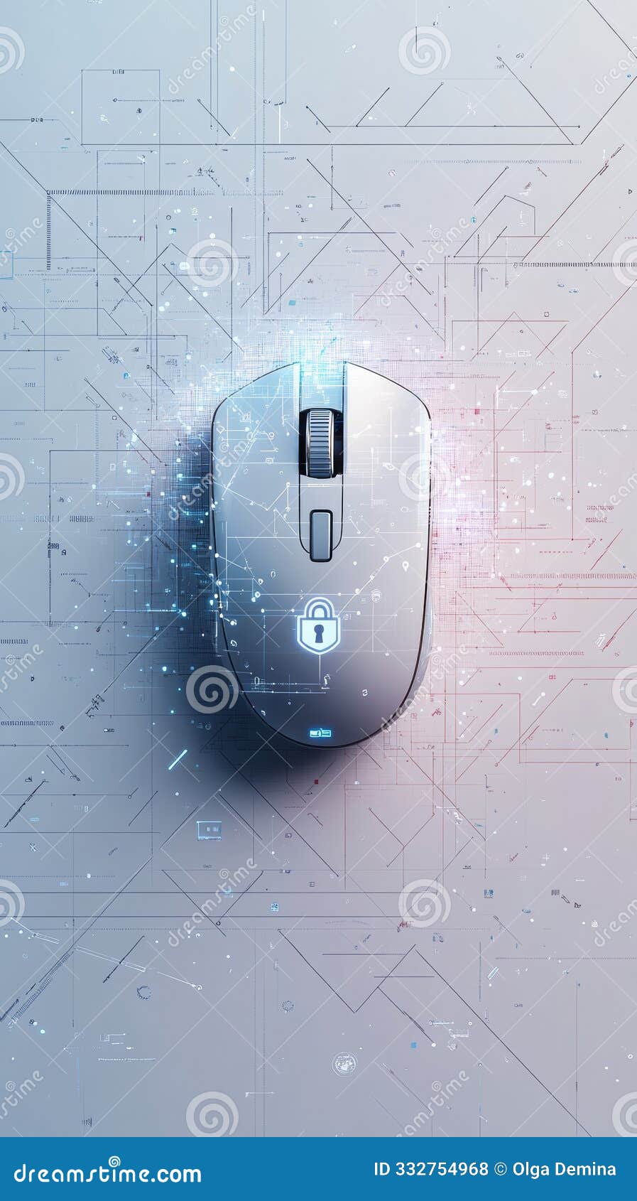 High-tech Computer Mouse with a Lock Icon on a Futuristic Circuit Board ...