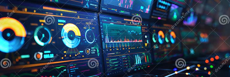 A High-tech Computer Screen Displaying a Detailed Network Monitoring ...