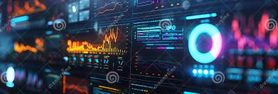 A High-tech Computer Screen Displaying a Detailed Network Monitoring ...