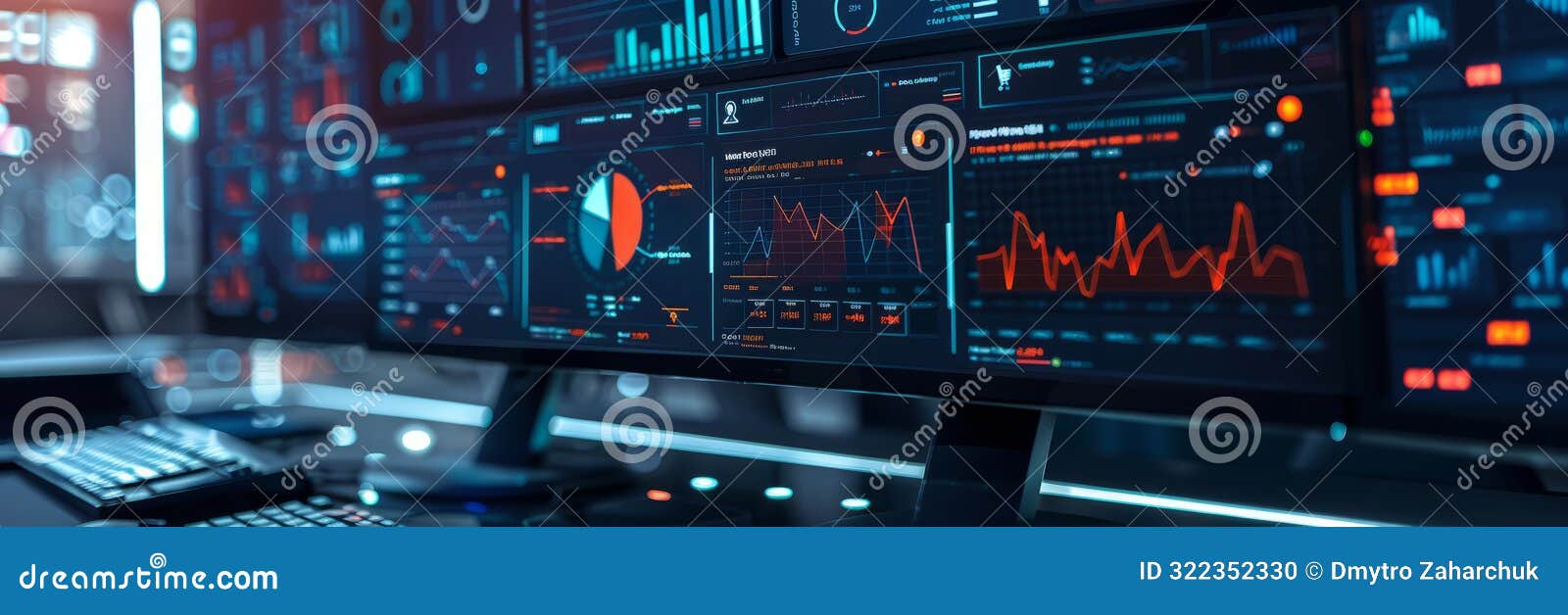 A High-tech Computer Screen Displaying a Detailed Network Monitoring ...