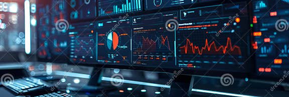 A High-tech Computer Screen Displaying a Detailed Network Monitoring ...