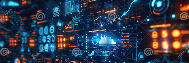A High-tech Computer Screen Displaying a Detailed Network Monitoring ...