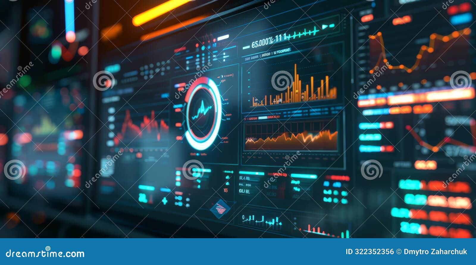 A High-tech Computer Screen Displaying a Detailed Network Monitoring ...