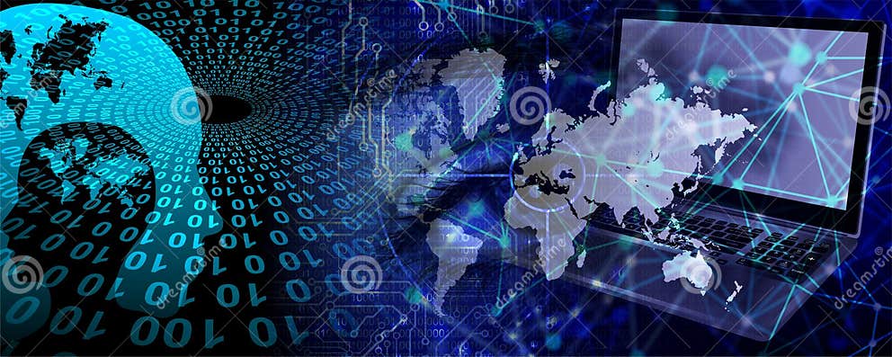 High-tech Computer Security Technology Background.Global Digital Technology Concept. Abstract ...