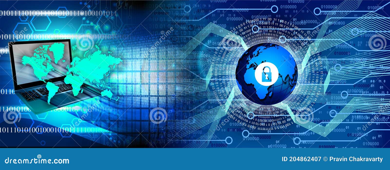 High-tech Computer Security Technology Background.Global Digital ...
