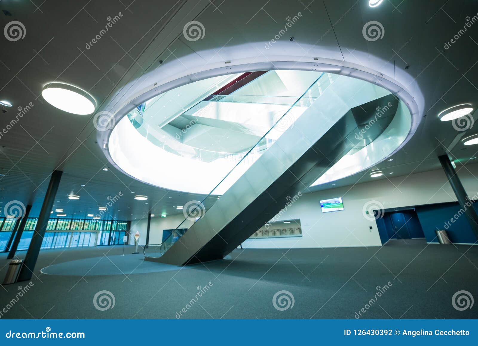 High Tech Conference Centre Entrance Hall with Stainless Steel ...