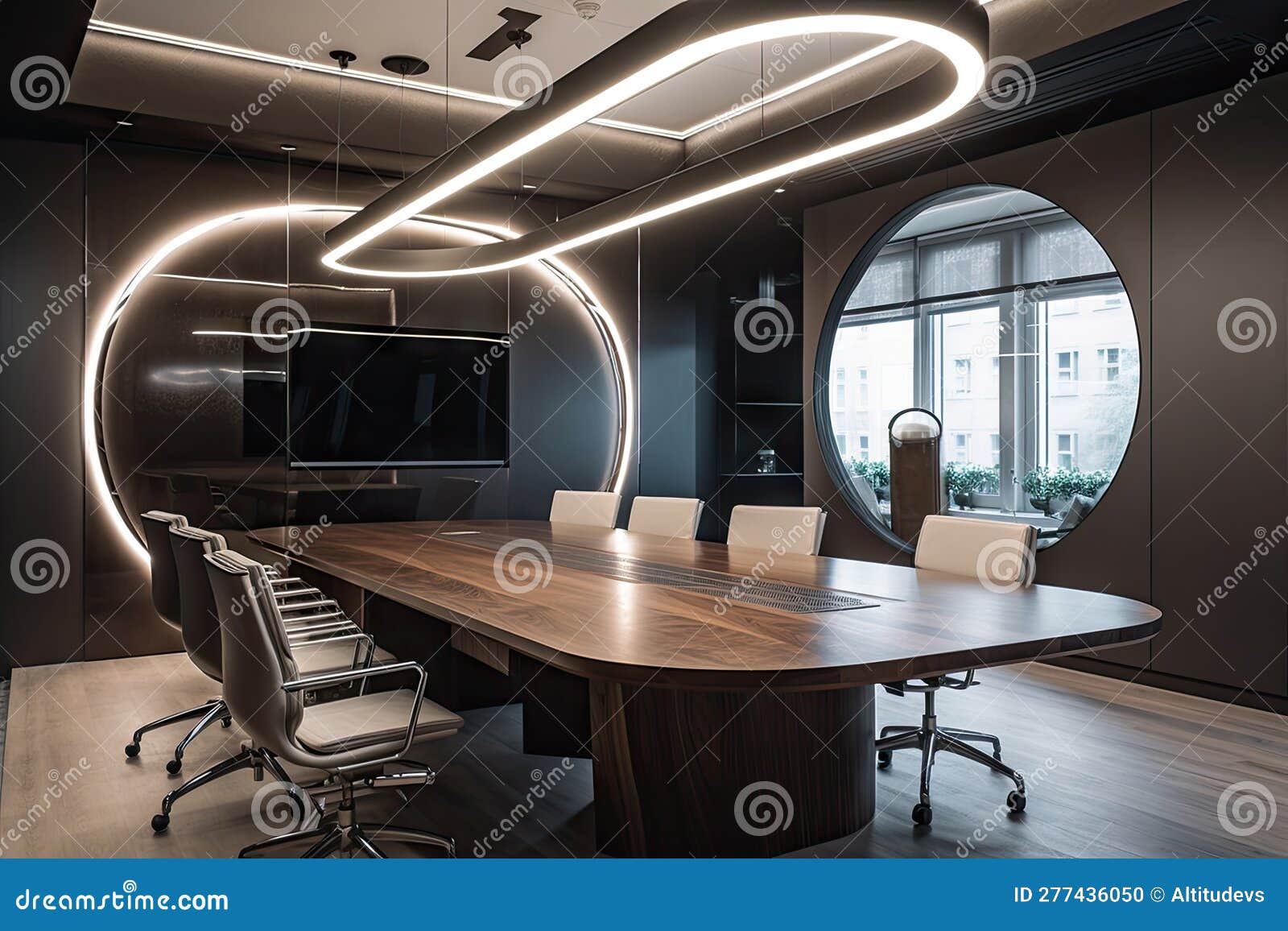 High-tech Conference Table Surrounded by Sleek and Minimalist Decor ...