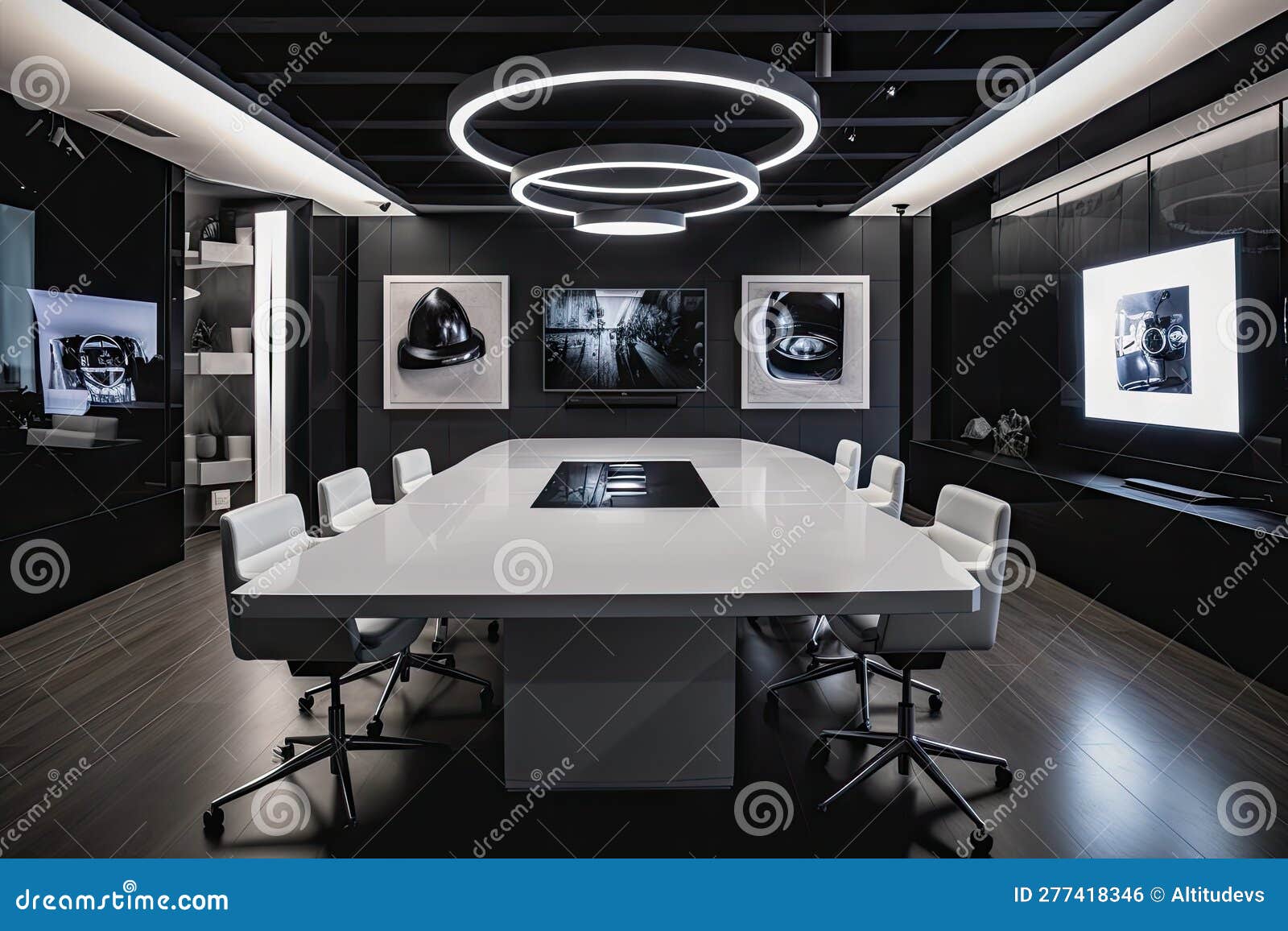 High-tech Conference Table Surrounded by Sleek and Minimalist Decor ...