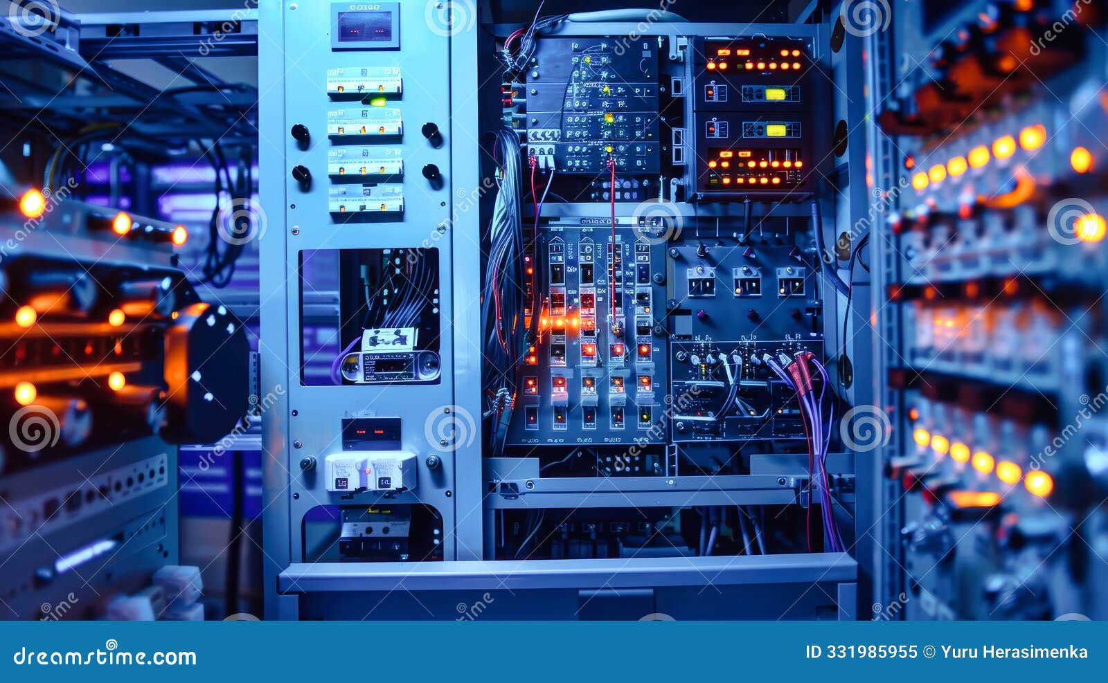 A High-tech Control Panel Brims with Electrical Switches and Wires ...