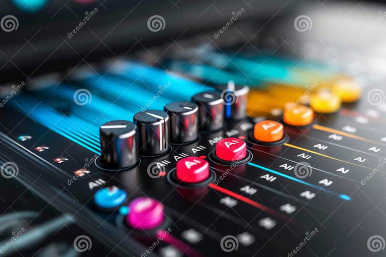High Tech Control Panel with Colorful Buttons, Illustrating the ...