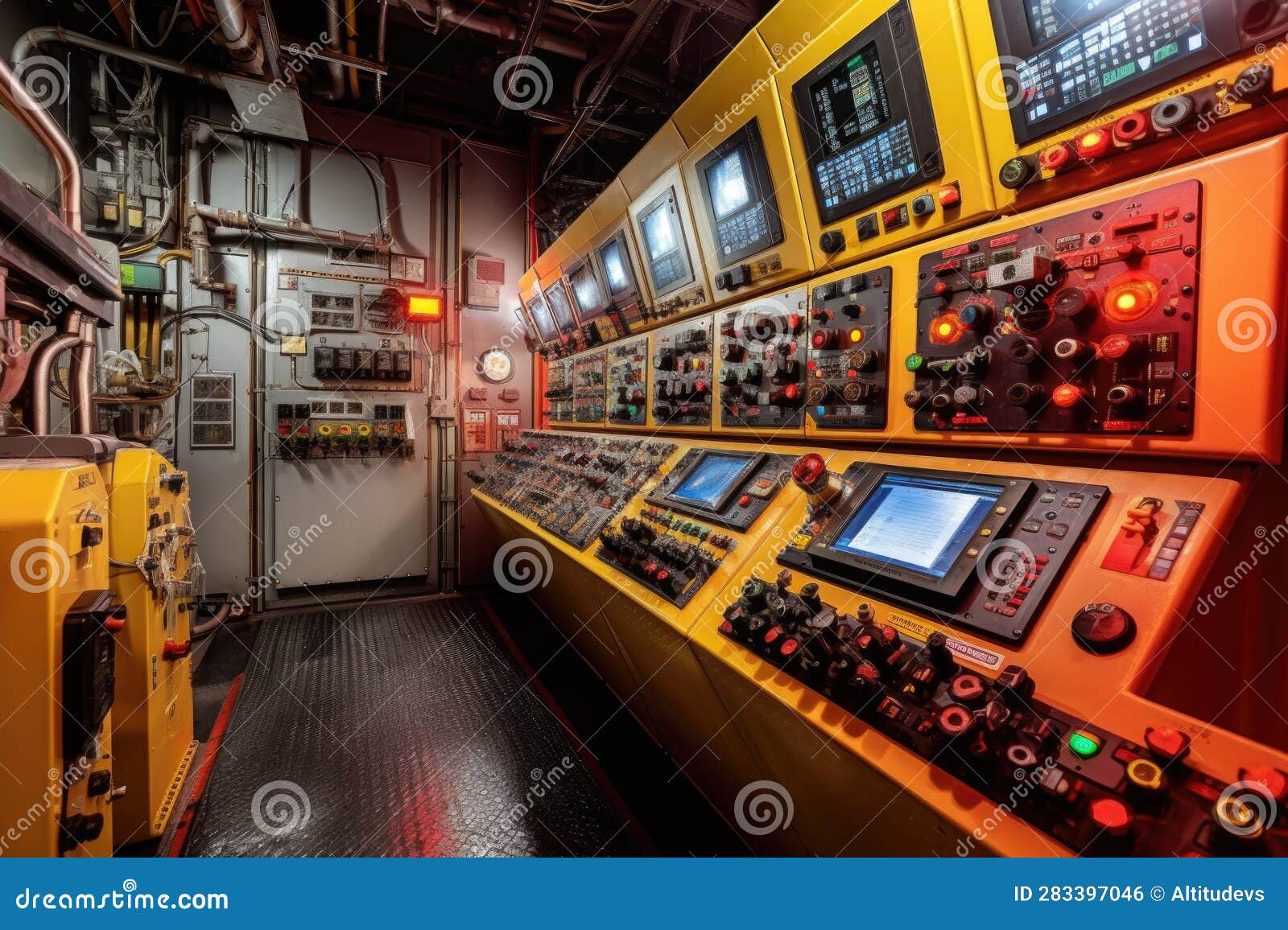 High-tech Control Panel of a Robotic Manufacturing Line Stock Photo ...