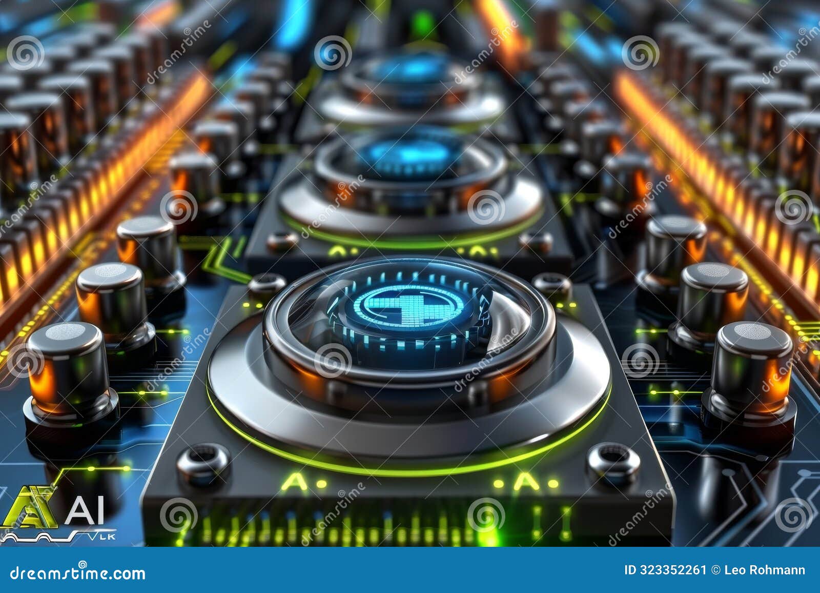 High Tech Control Room with Advanced Artificial Intelligence Elements ...