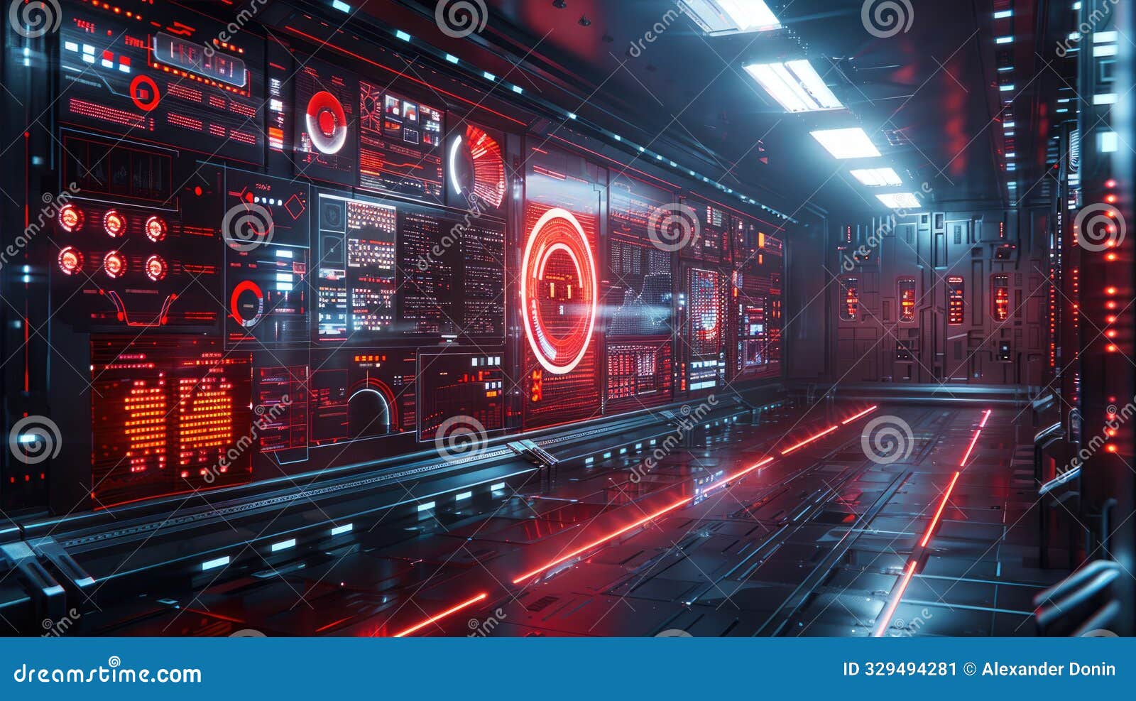 Futuristic Control Room with Digital Displays Stock Image - Image of ...
