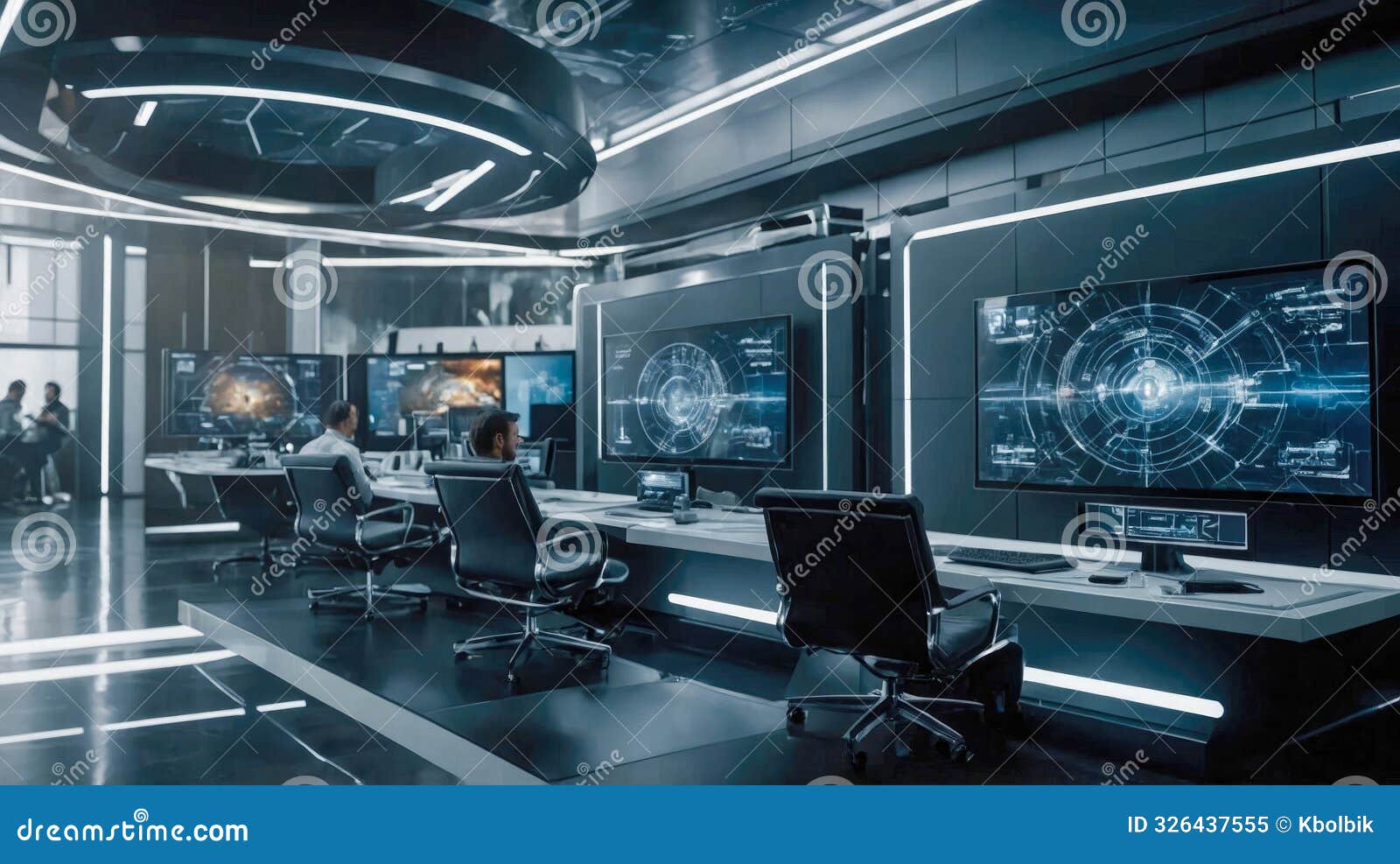High-tech Control Room with Large Digital Screens and Modern Design ...