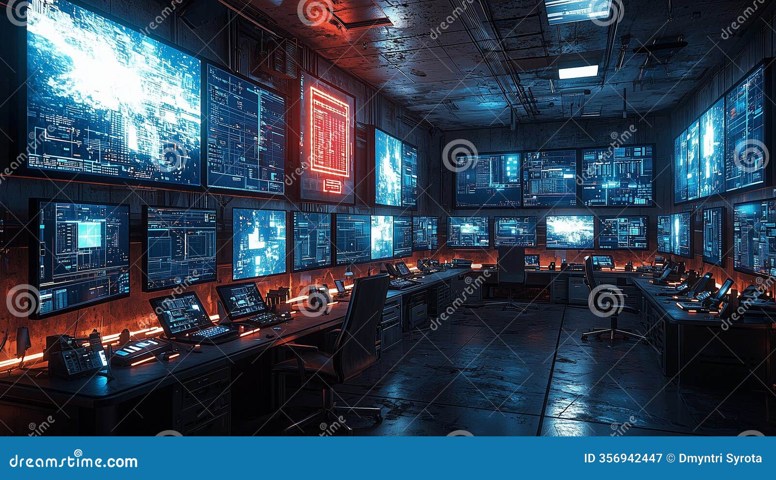 High-Tech Control Rooms in Underground Bunkers Stock Illustration ...