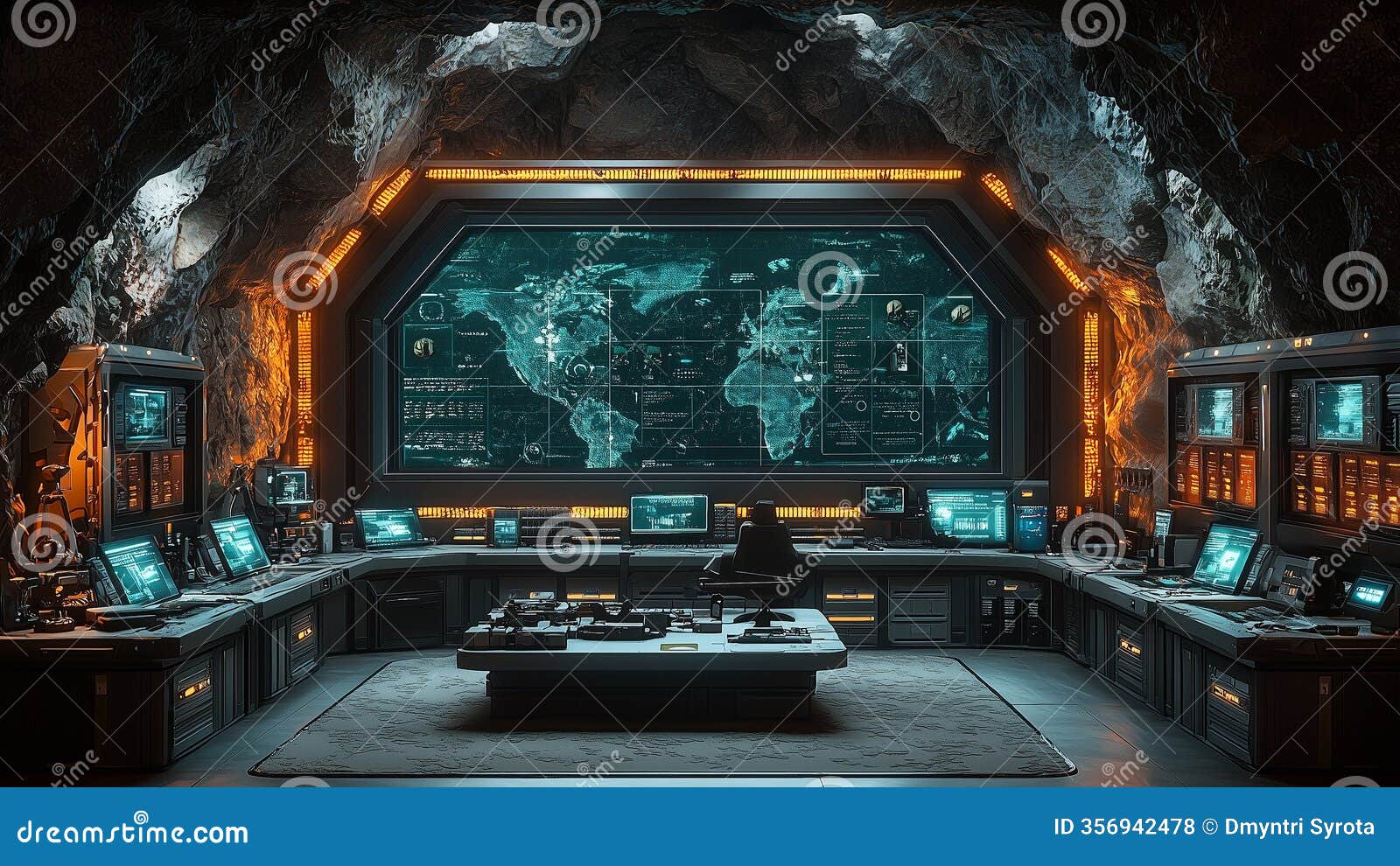 High-Tech Control Rooms in Underground Bunkers Stock Illustration ...