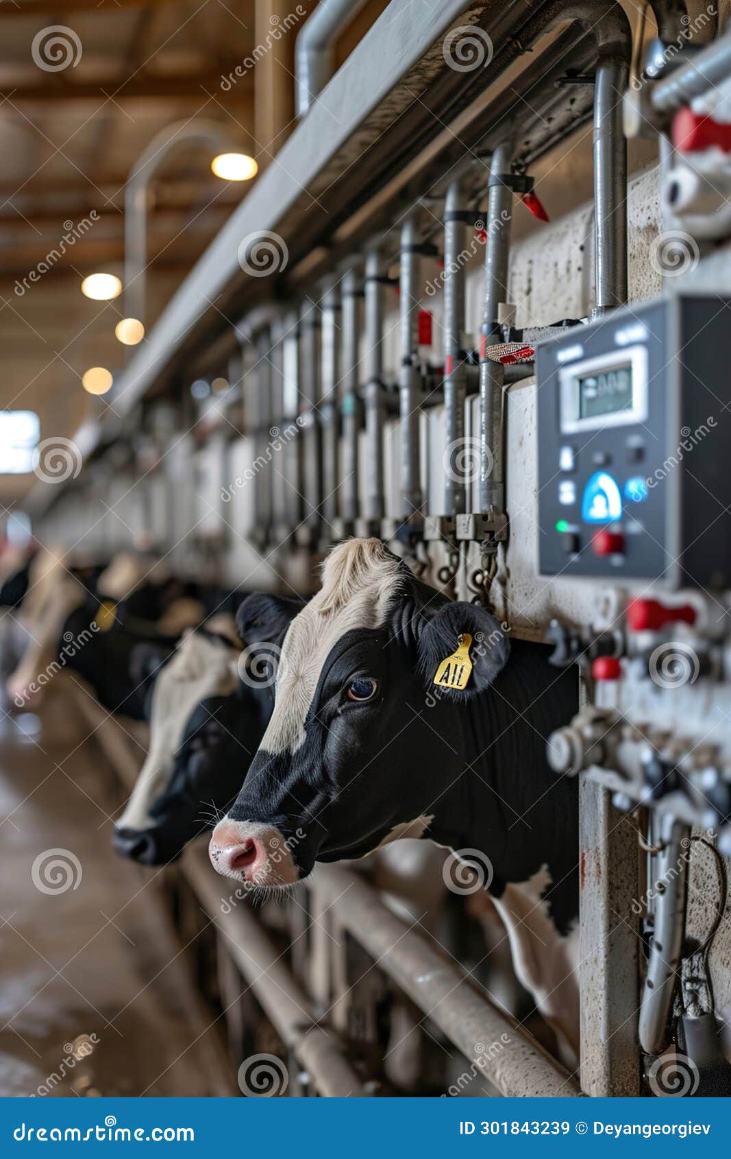 A High-tech Cow Farm Managed by Artificial Intelligence. Dashboard with ...