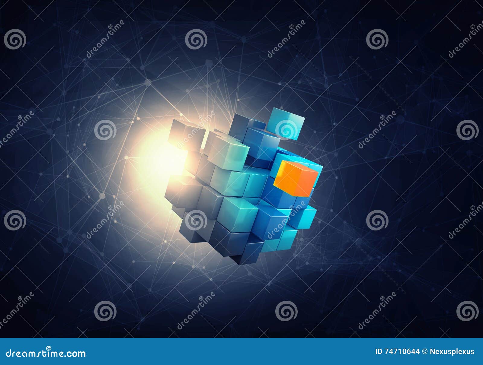 High Tech Cube Figure . Mixed Media Stock Illustration - Illustration ...