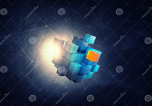 High Tech Cube Figure . Mixed Media Stock Illustration - Illustration ...