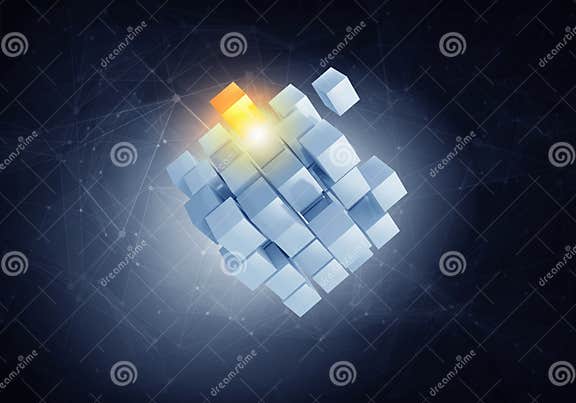 High Tech Cube Figure . Mixed Media Stock Image - Image of shape ...
