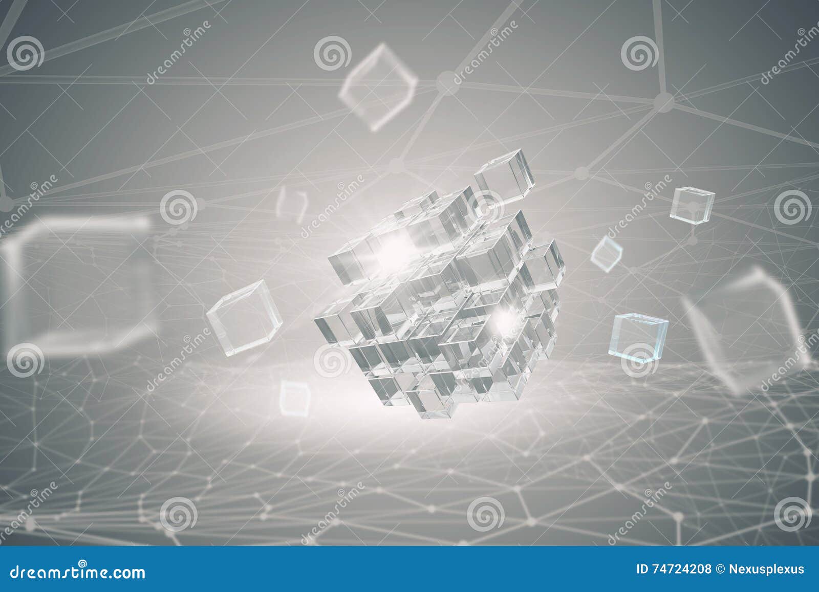 High Tech Cube Figure . Mixed Media Stock Photo - Image of steel ...