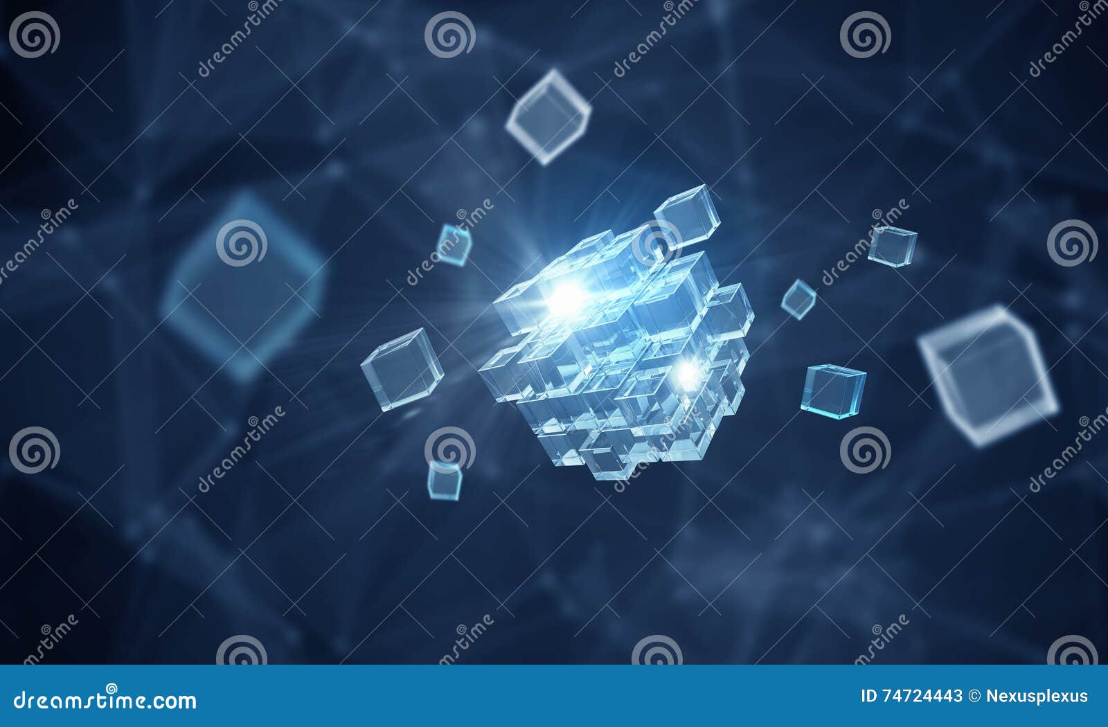 High Tech Cube Figure . Mixed Media Stock Image - Image of metal ...
