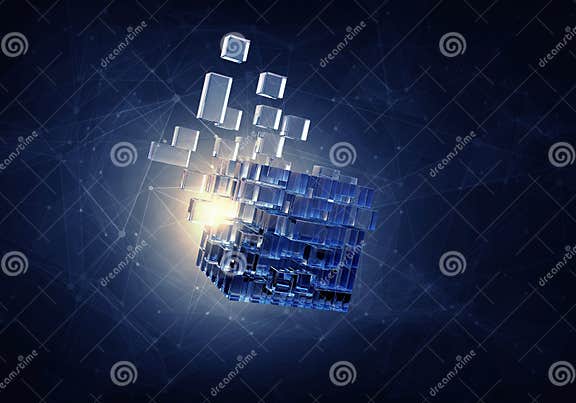 High Tech Cube Figure . Mixed Media Stock Photo - Image of shape ...