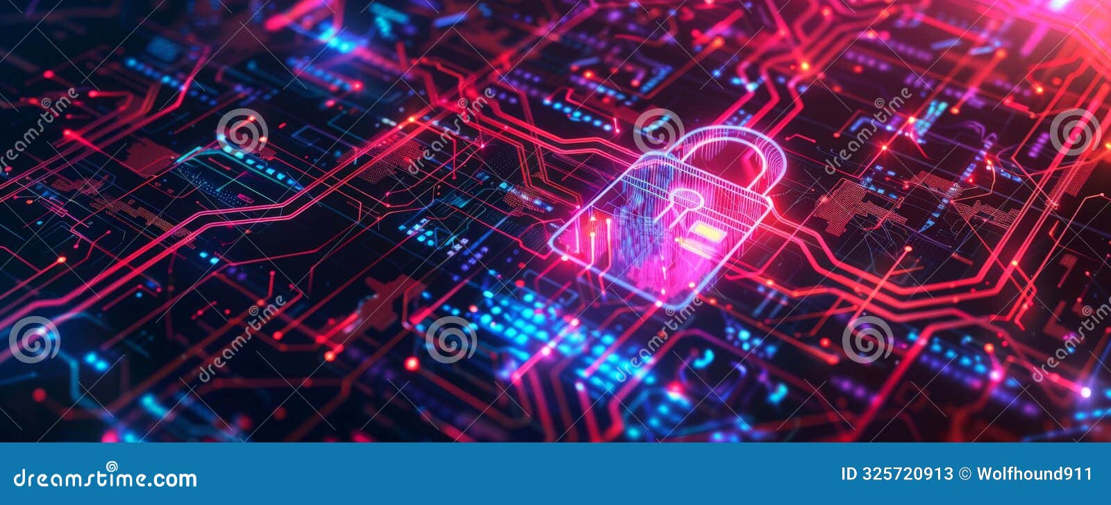 High-tech Cyber Security Background with a Glowing Lock Icon ...