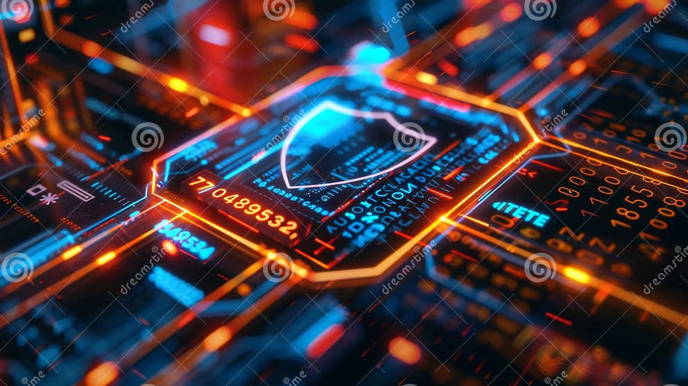 High-Tech Cybersecurity Visualization, Generative AI Stock Photo ...