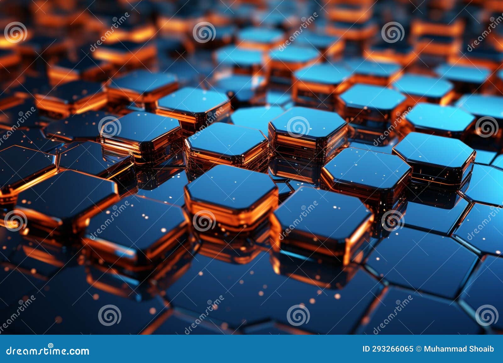 High Tech Cyberspace Illustrated by Radiant Hexagonal Cubes in a 3D ...