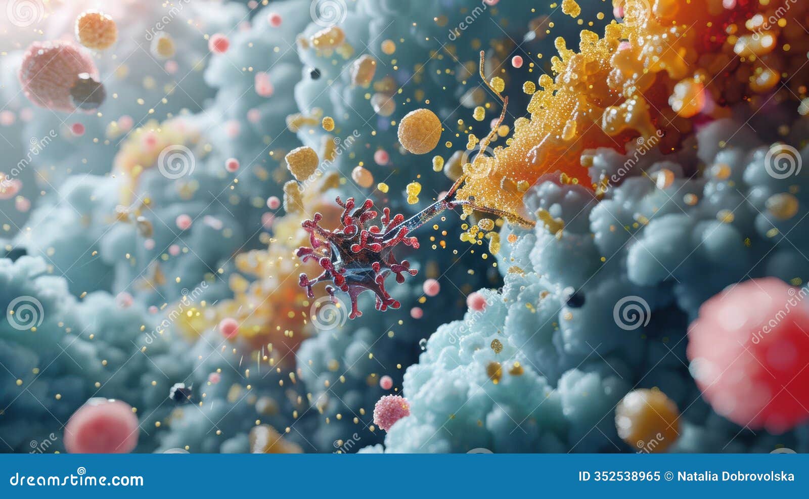 High-tech 3D Enzyme Protein Bond Visualization, Glowing Vibrant ...